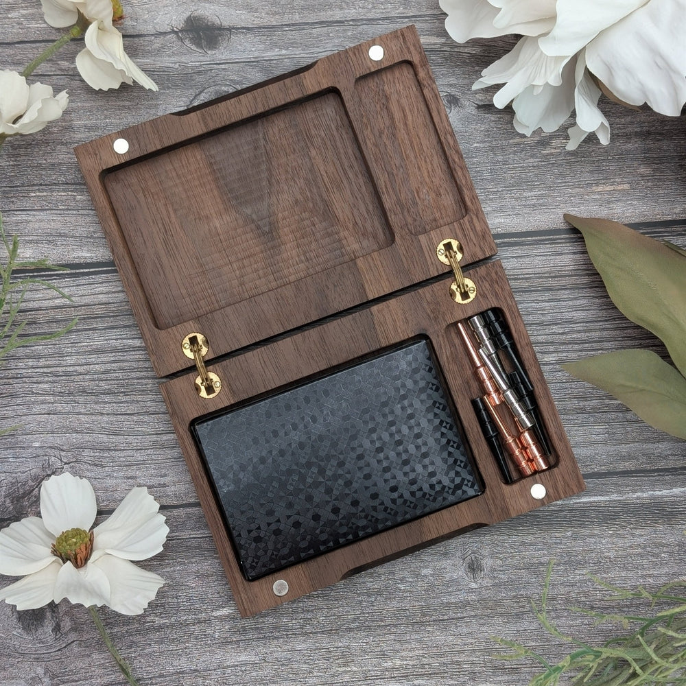 Cribbage Companion: Walnut Custom Wooden Playing Card & Peg Box