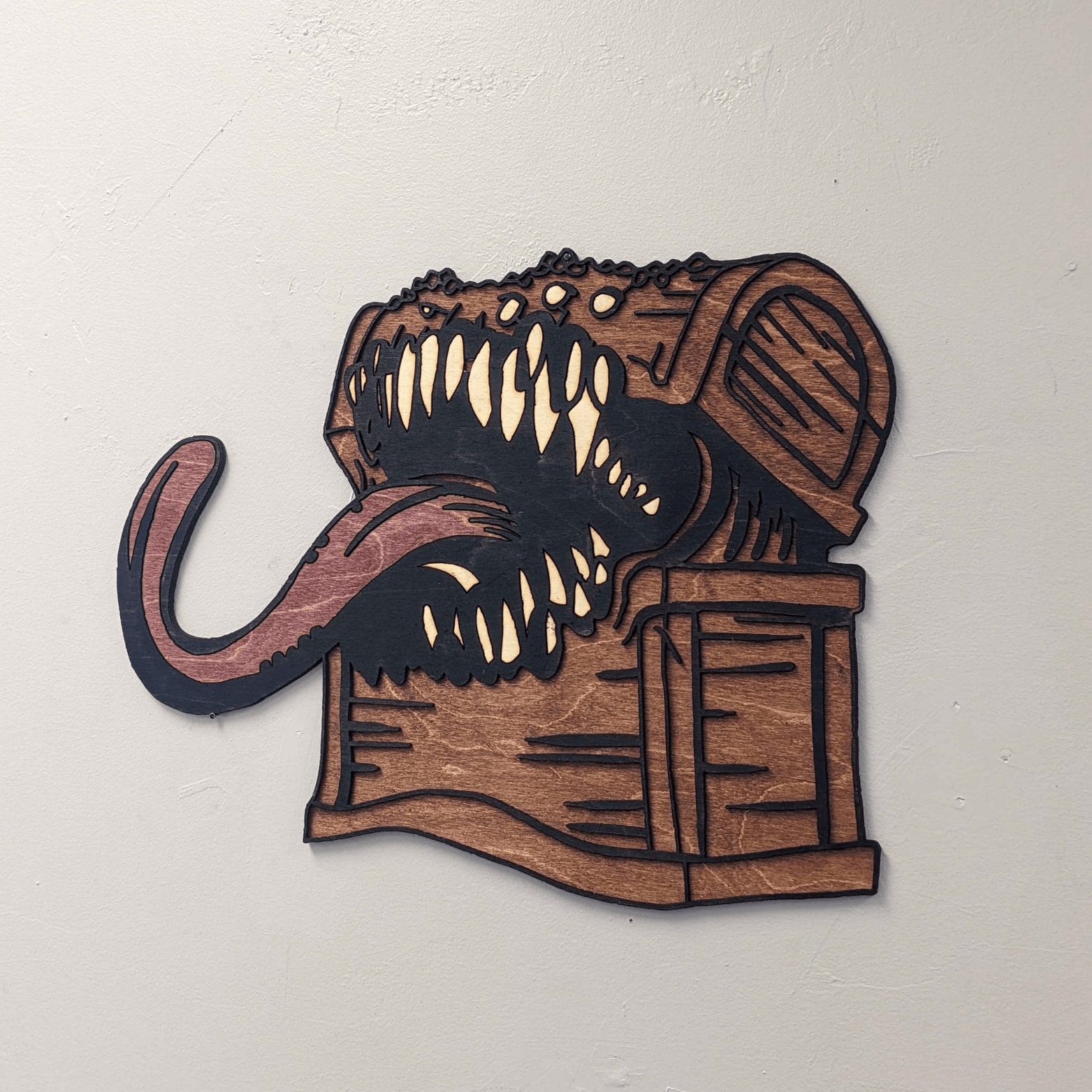 Mimic Dungeons and Dragons Wall Art - Wooden Wall Decor for DnD Fans