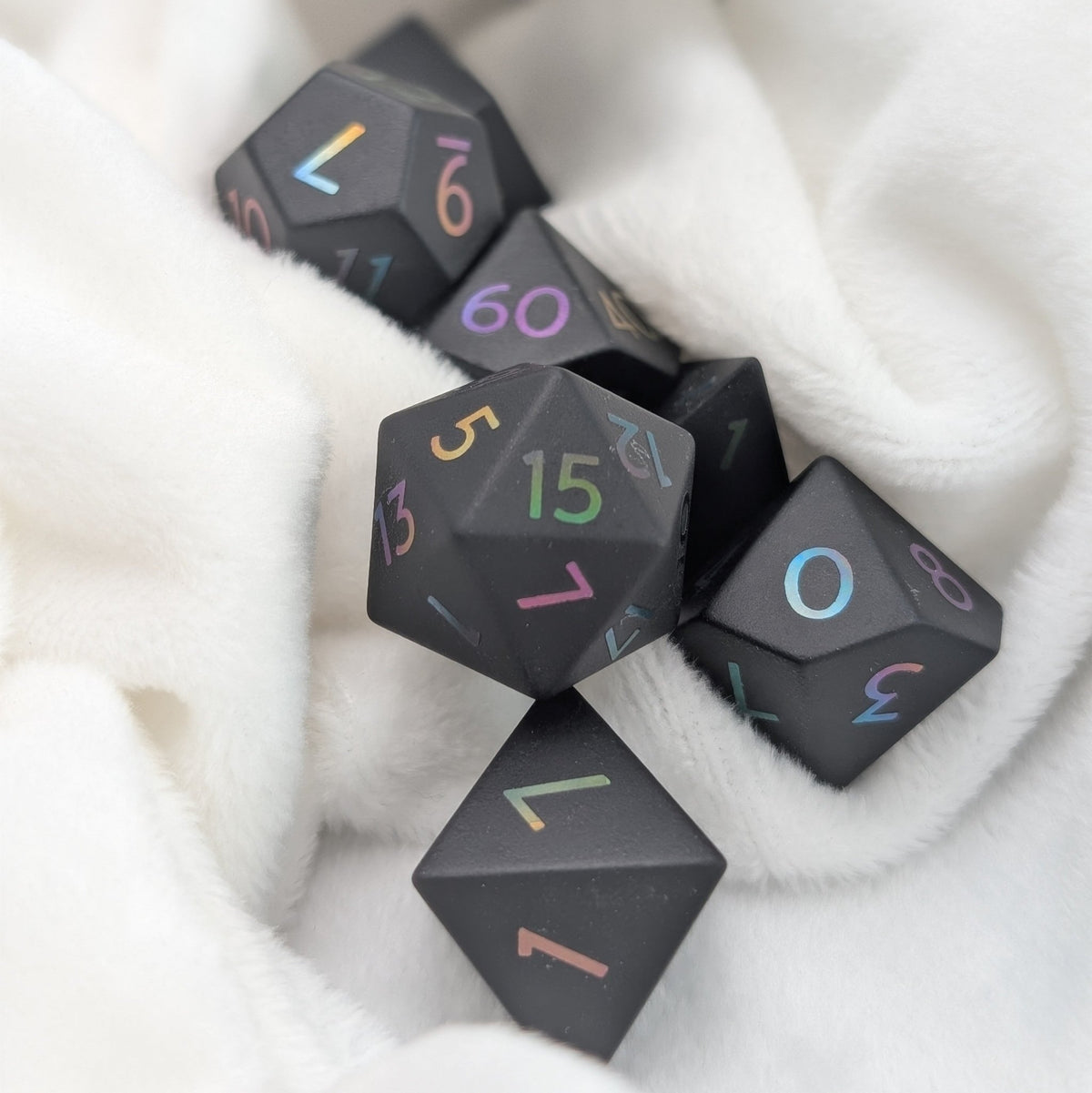 Obsidian Prism 7-Piece Gemstone Dice Set