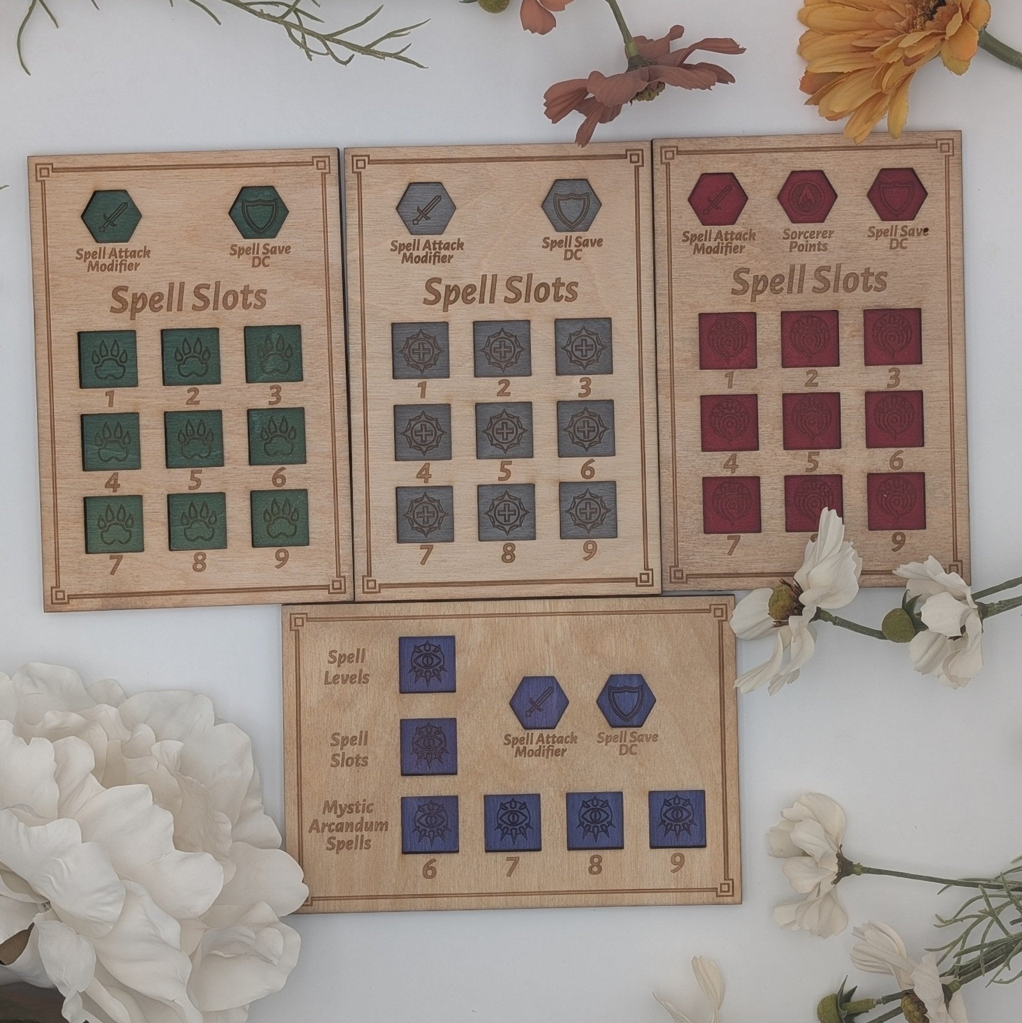 Dungeons and Dragons 5e Class Spell Tracker - Spindown Dice Style